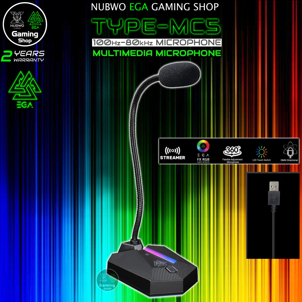 🎮 GAMING NUBWO EGA TYPE MC5 Gaming Microphone USB ไมโครโฟน ไมโครโฟนตั้งโต๊ะ ขนาดเล็กพาพาง่าย ...