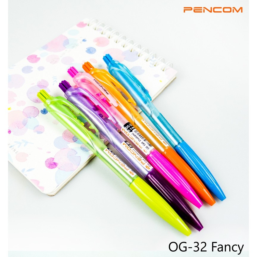 ปากกาน้ำเงิน Pencom OG32-Fancy ปากกาหมึกน้ำมันแบบกด ปากกาแบบกดด้ามหลาก ...