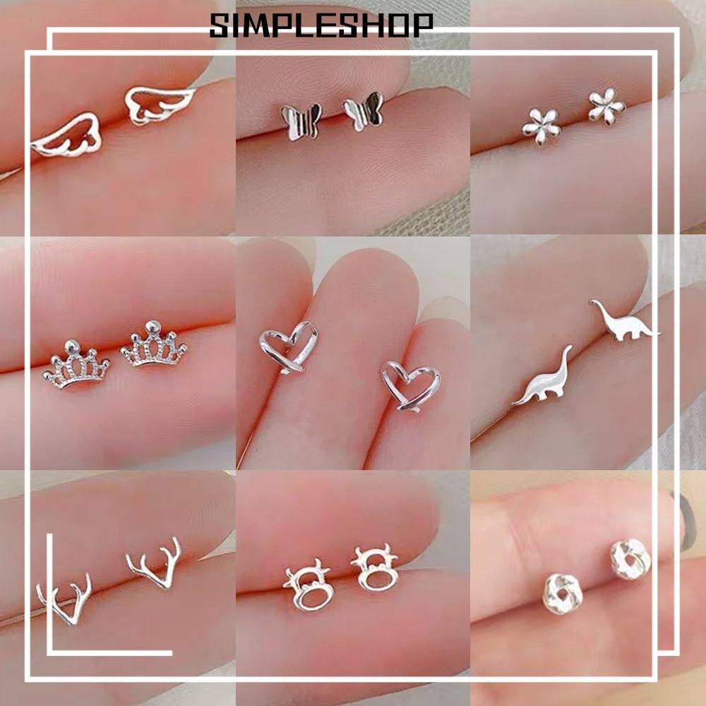 SIMPLESHOP Mini Stud ต่างหูสไตล์สแตดขนาดเล็ก ไม่มีสารก่อภูมิแพ้ สำหรับสวมใส่ที่Helix, Tragus ...
