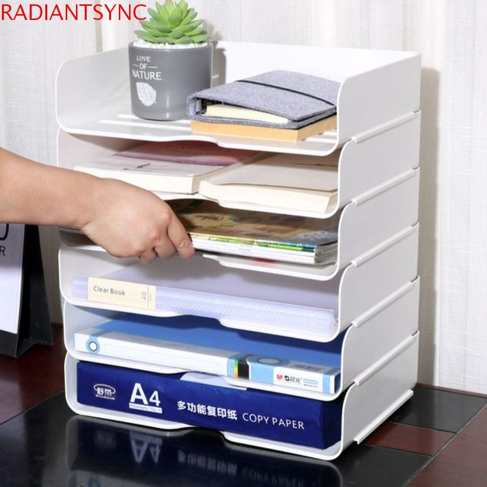 RADIANTSYNC 1 ชิ้น Stackable แฟ้ม Rack, กระดาษ Rack แฟ้ม A4 แฟ้มถาดเก็บ ...