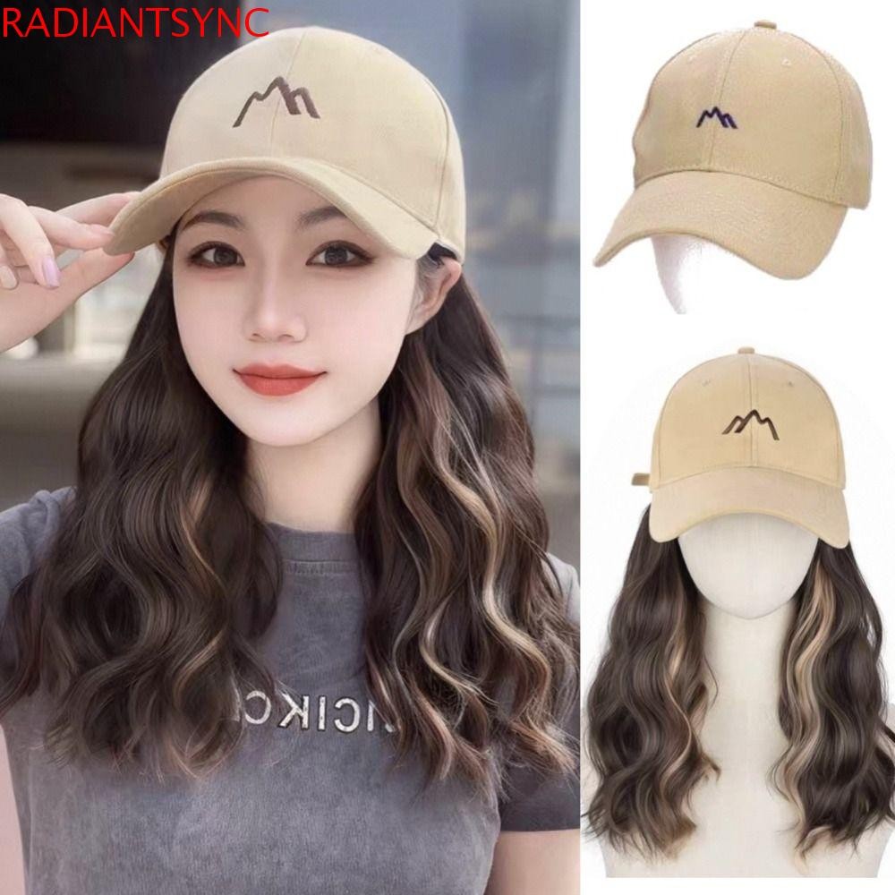 RADIANTSYNC หมวกเบสบอลพร้อมวิกผมผมยาวหยัก ออกแบบมาเพื่อความสบายและระบายอากาศขณะสวมใส่ เหมาะ ...