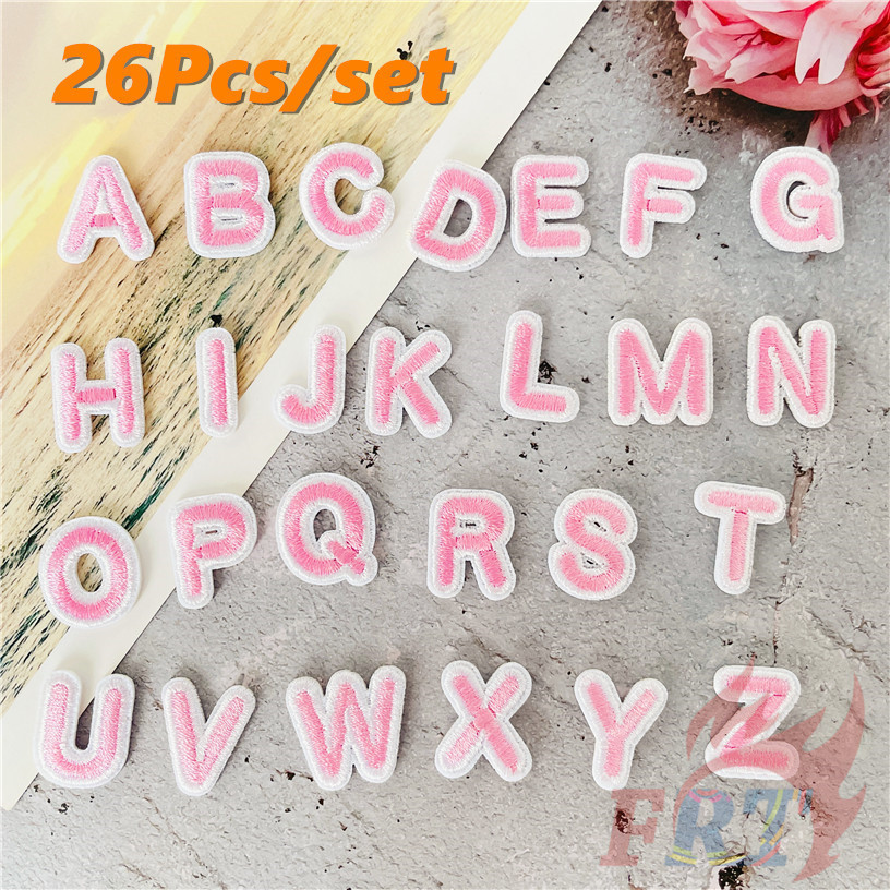 ☸ 26 ชิ้น/เซ็ต Mini Arial English Letters (สีชมพู) Iron-on Patch ☸ Diy ...