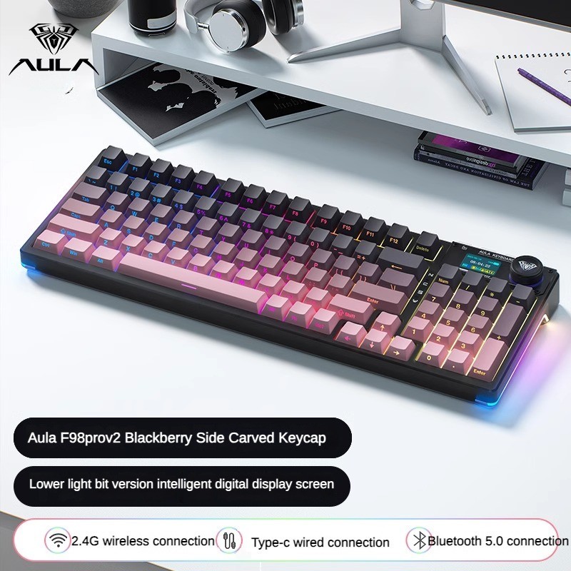 Aula F98Pro V2 สามโหมด 2.4G ไร้สายบลูทูธไร้สายที่กําหนดเอง Hot Swap ...