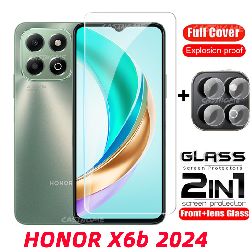 Honor X6b 2024 ฟิล์ม 2 in 1 ป้องกันหน้าจอกระจกนิรภัยสําหรับ Honor X6b X 6b X6 b HonorX6b bX6 4G ...