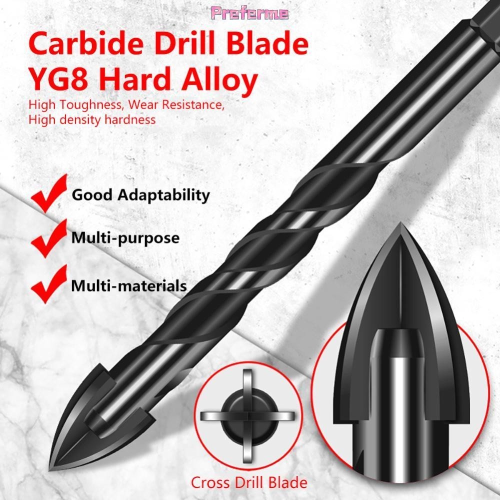 Preferme 3-12 มม.Cross Hex กระเบื้องเจาะ Bits สําหรับแก้วเซรามิคคอนกรีต Hole เปิด YG8 Hard Alloy ...