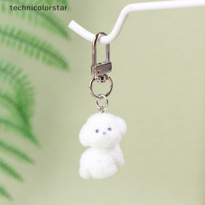 Trsr น่ารัก 3D Flocking พวงกุญแจสุนัขสุนัขคู่โทรศัพท์มือถือจี้พวงกุญแจ ...