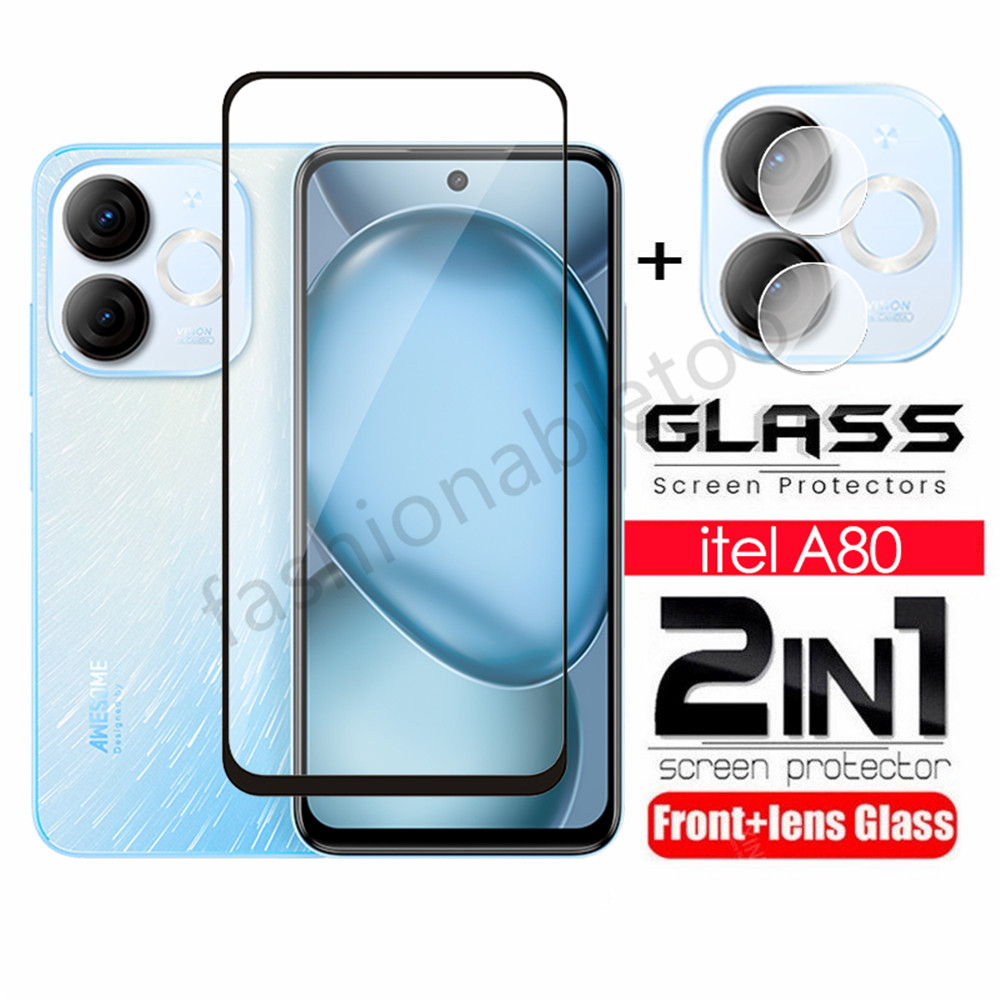 2 in 1 ป้องกันหน้าจอกระจกนิรภัยฟิล์มสําหรับ itel A80 A70 A60s A50C A06 ...