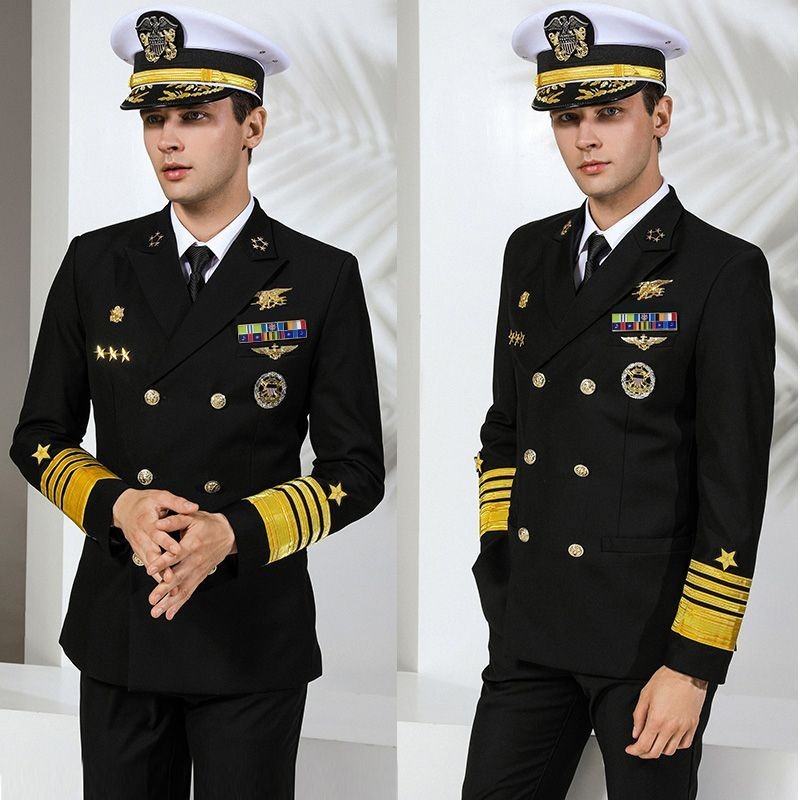 [จัดส่งด่วน] American Seaman Uniform Suit Mens Slim-fit Captain Uniform ...