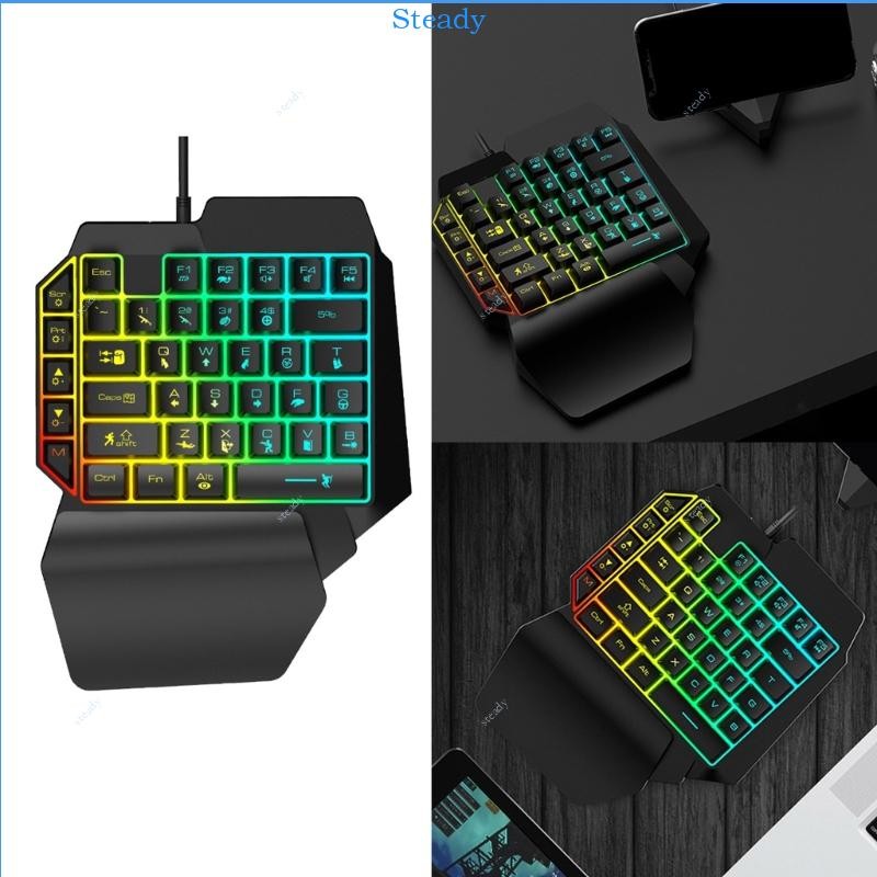 Steady K15 คีย์บอร์ดเกมมือเดียว Backlit แบบพกพา Ergonomic Mini Game Keypad | Shopee Thailand