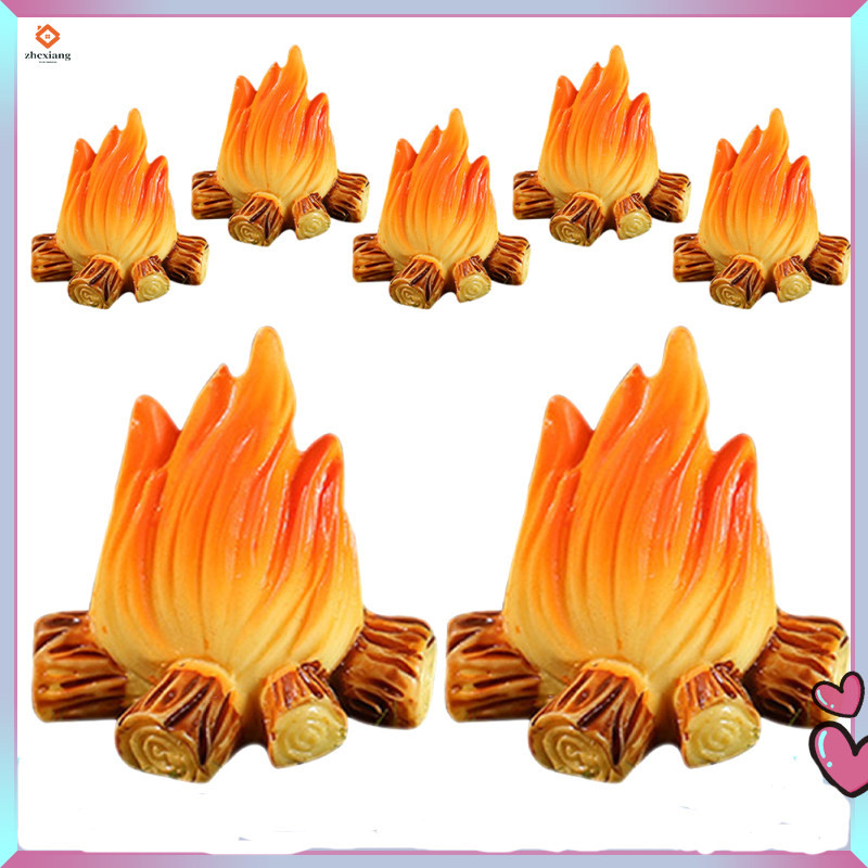 7 ชิ้นภูมิทัศน์ Props Fireplace Dollhouse Miniatures Bonfire รุ่นปลอม ...