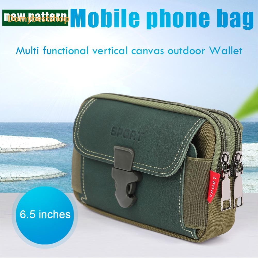 Casual Portable Mobile Phone Pouches Multi-zipper Men Canvas Waist Belt ...