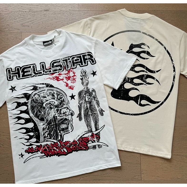 Hellstar High Street ผ้าฝ้ายหลวมแขนสั้นแฟชั่นภาพพิมพ์เสื้อยืดสูงสําหรับผู้ชายและผู้หญิง | Shopee ...