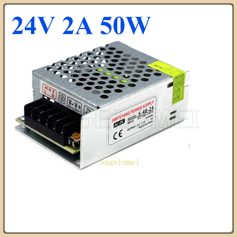 Dc 24V 2A 50W อลูมิเนียมขับเคลื่อนแรงดันไฟฟ้า Converter Transformer Switching Power Supply DC อะ ...