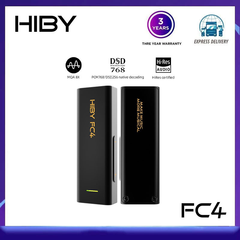 Hiby FC4 MQA ดองเกิลแท้ USB DAC ถอดรหัสเสียงเครื่องขยายเสียงหูฟัง DSD256 3.5 มม.4.4 มม.เอาต์พุต ...