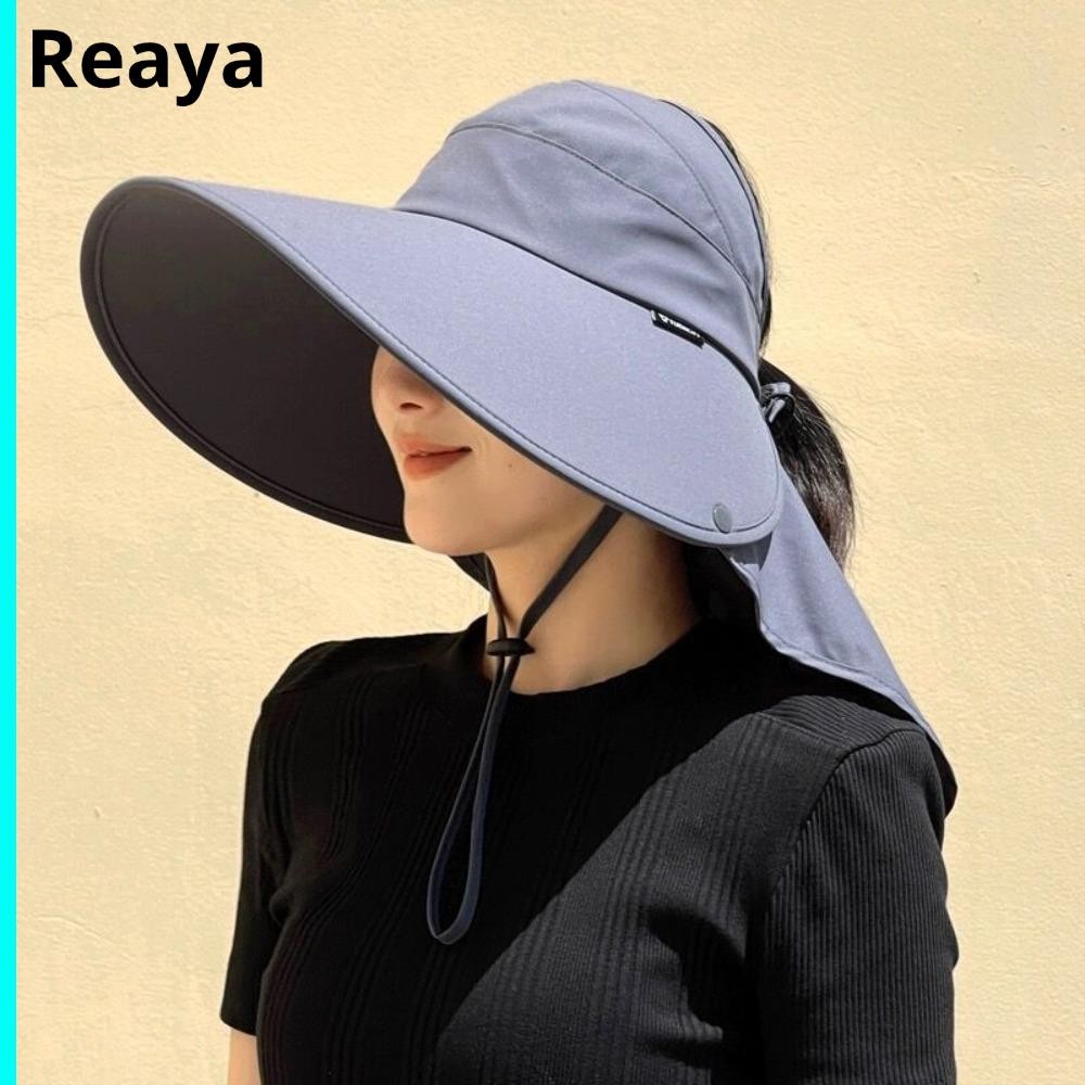 หมวกกันแดดปีกกว้าง REAYA, กันฝุ่นและรังสียูวี, พร้อมผ้าคลุมไหล่สไตล์ ...