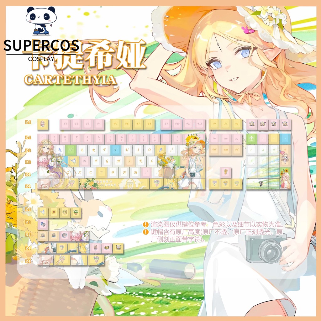 Wuthering Waves น่ารักสะสม PBT Keycap ผ่าน Led Dye Sub พิมพ์ 120 คีย์ ...