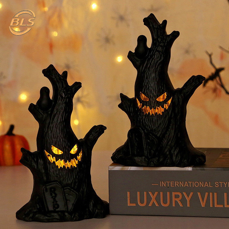 Ghost Face Tree Stump Shape Night Light - สยองขวัญบรรยากาศตกแต่งโคมไฟ ...