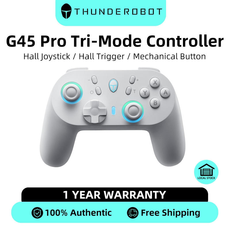 Thunderobot G45 Pro เกมแพดไร้สายสามโหมด 2.4G ตัวควบคุมสําหรับเล่นเกม Hall Effect NFC ในตัว ...