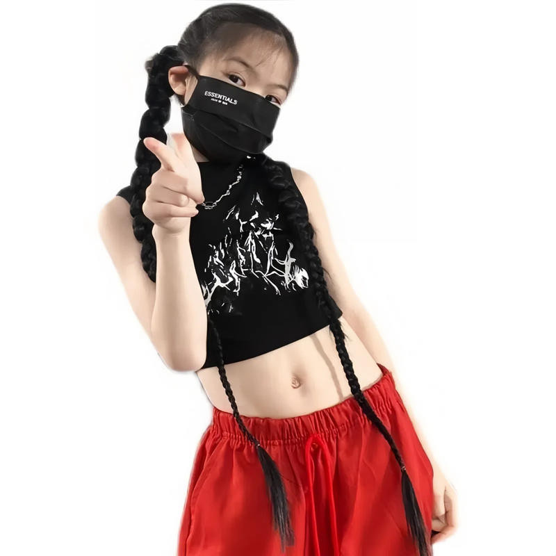 [KeDaYa] พร้อมส่ง เสื้อครอปเกาหลี, เสื้อยืดวินเทจอเมริกันสีดำ, ชุดฮิปฮ ...