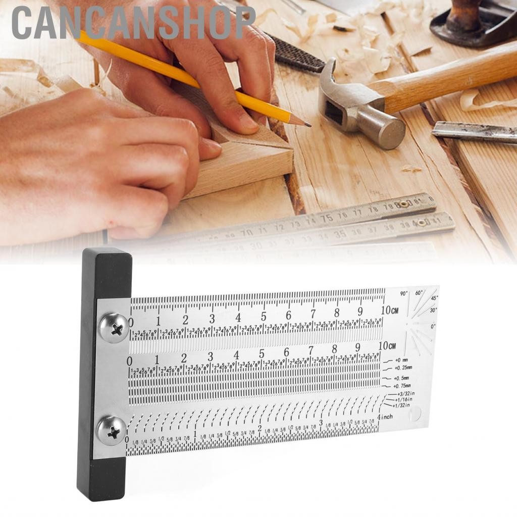 Cancanshop ไม้รูปแบบ Scriber 4 นิ้ว 100 มม.T สแควร์เครื่องหมายไม้บรรทัด ...