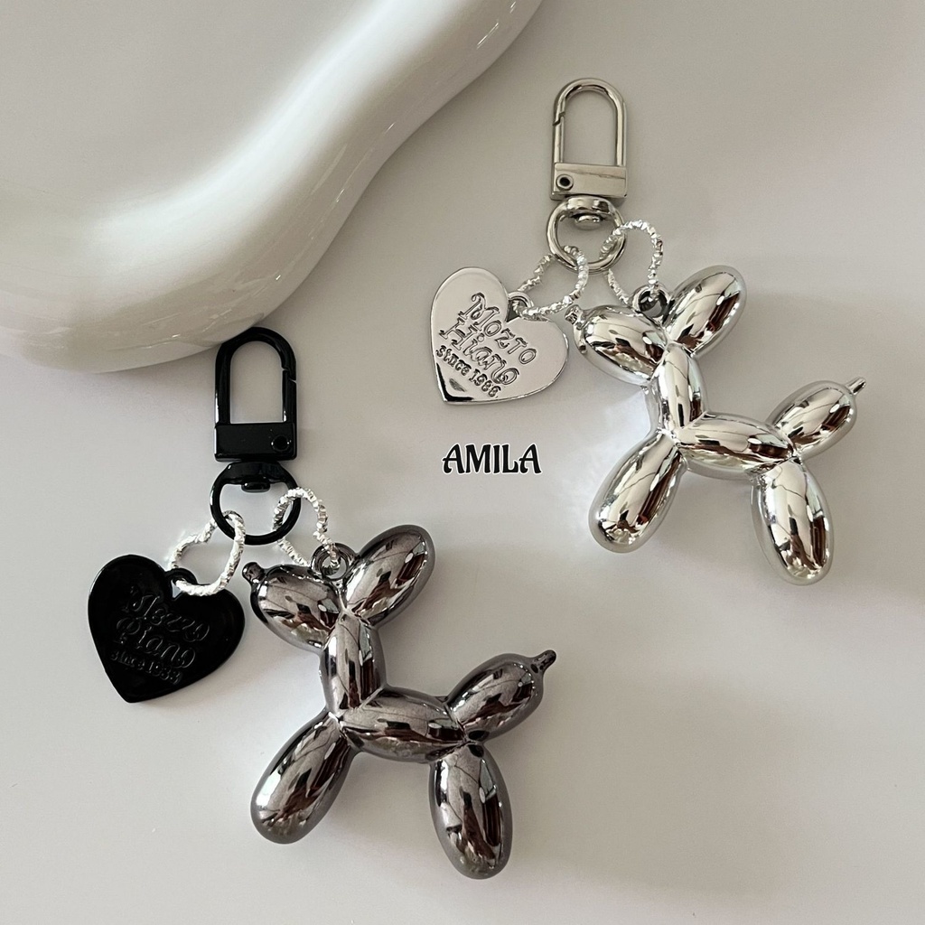 Amila Electroplated Silver Balloon จี้สุนัข Millennium สไตล์พวงกุญแจกระเป๋าถือจี้ | Shopee Thailand