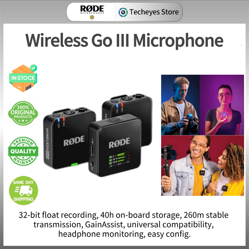 RODE Wireless GO III (Gen3) Mic - ระบบไร้สาย 2.4GHz สําหรับกล้องสตรีม ...