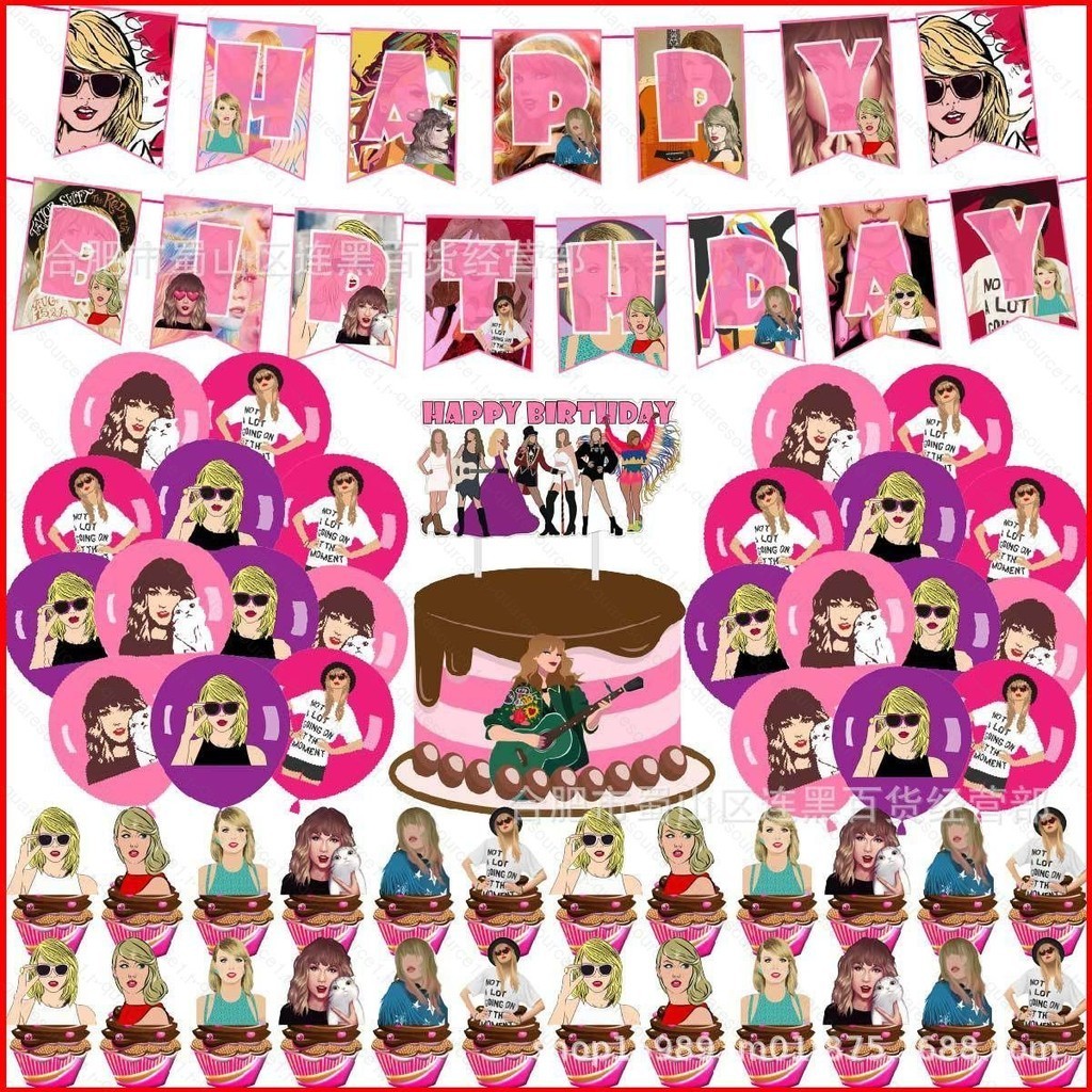 Sqt Taylor swift Theme ตกแต่งงานเลี้ยงวันเกิดแบนเนอร์เค้ก topper ชุด ...