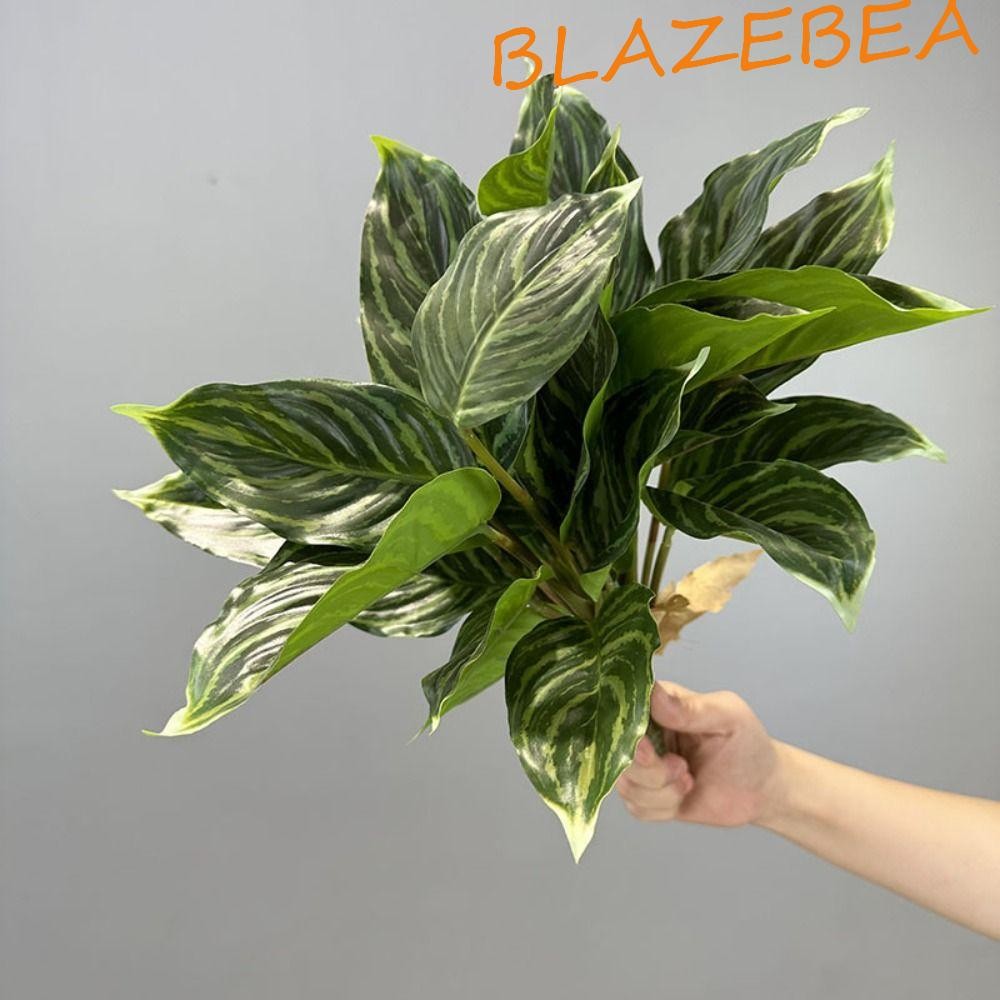 Blazebea นกยูง Arrowroot บราซิล Leaf, 14 ใบ Tropical พืชสีเขียวประดิษฐ์ใบเอเวอร์กรีน, พลาสติก ...