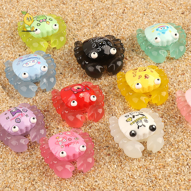 [mozh] การ์ตูนส่องสว่าง Sanrio Hello Kitty Crab Mini ตุ๊กตาเรซิ่น Micro ...