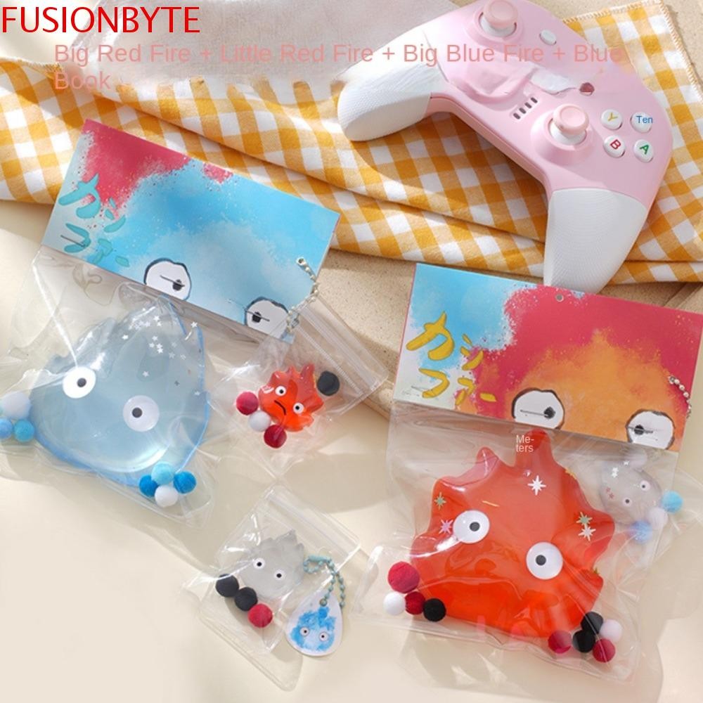 Fusionbyte Fire ตุ๊กตาบีบของเล่น,พวงกุญแจการ์ตูนมินิอะนิเมะบีบกระเป๋า,ตลก Calcifer นุ่ม Kawaii ...