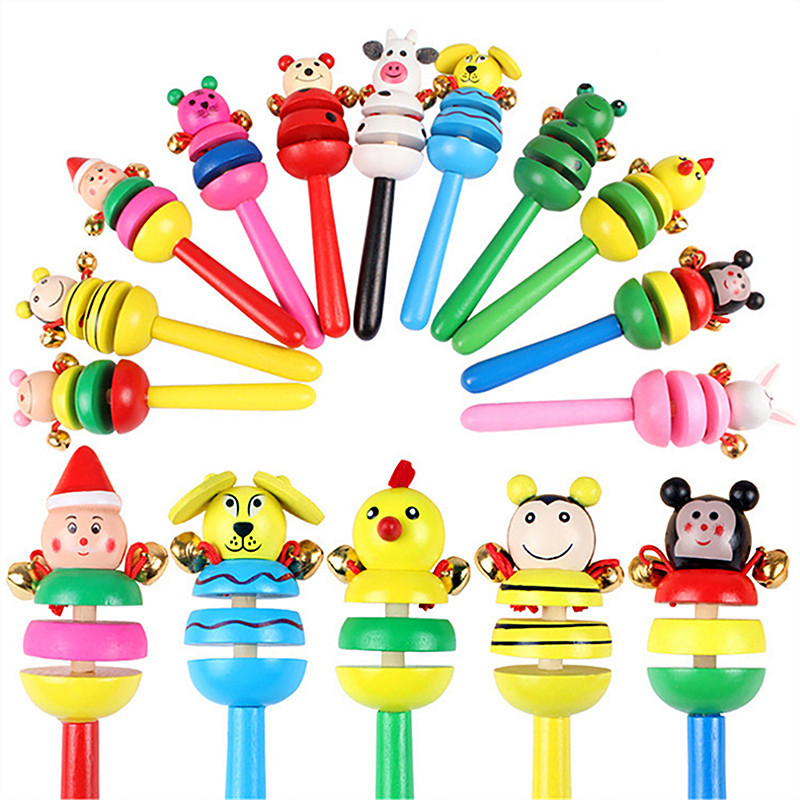 Fil ใหม่ Baby Rattle สีสัน Rain Hand Held Bell Stick Percussion ของเล่น ...