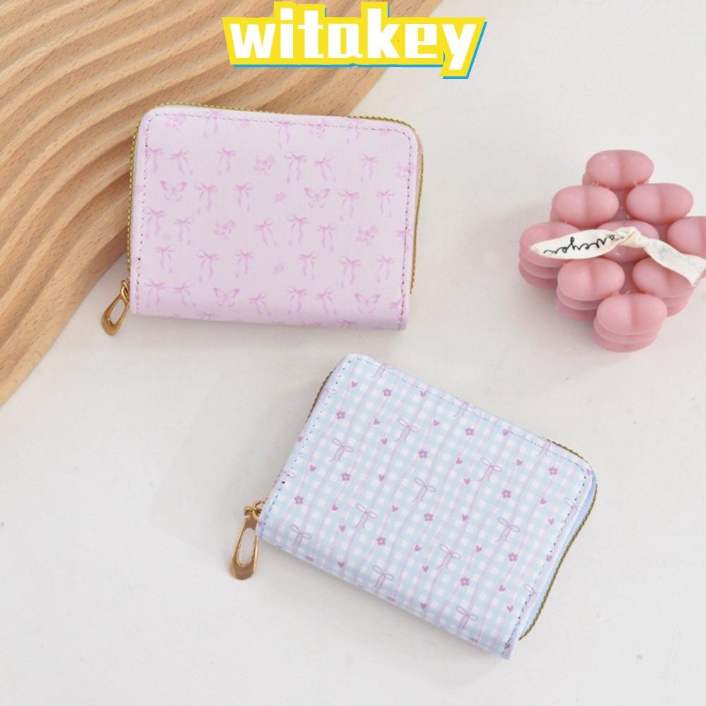 WITAKEY Card Holder กระเป๋าเงินหนังPUกันน้ำ พร้อมซองเหรียญ พกพาสะดวกสำหรับผู้หญิงและนักเรียน ...