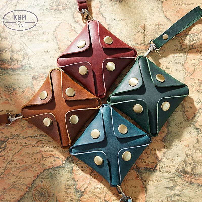 KBM Creative หนังแท้ กระเป๋าเหรียญขนาดเล็ก สแนปเงิน พวงกุญแจ มินิสตางค์ ...