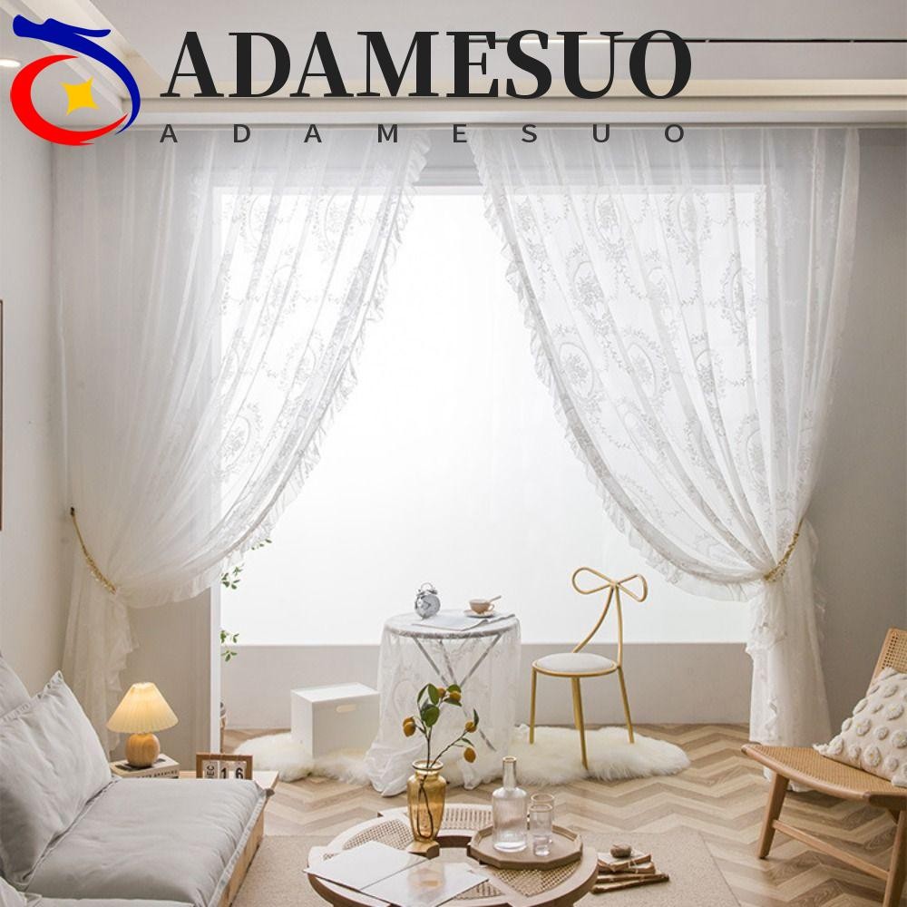 ADAMESUO 2 ชิ้นลูกไม้ฝรั่งเศสผ้าม่านดอกไม้,ขอบเร้าใจปักผ้าม่านผ้ากอซ,Elegant Rustic Retro Voile ...