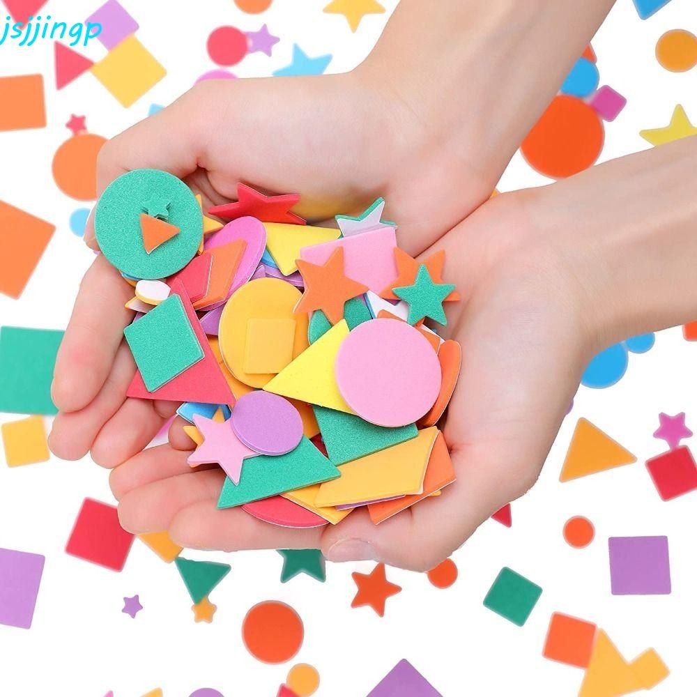 JSJJINGP 1000 ชิ้น Self-Adhesive เรขาคณิตรูปเรขาคณิตโฟม EVA สติกเกอร์, โฟมปริศนา EVA เด็ก ...