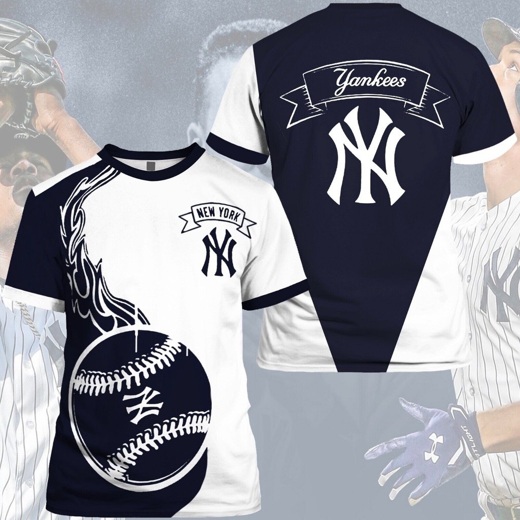 ร้อน!!! เสื้อยืด Summer New York Yankees All Over Print Fan Over XS-6XL ...
