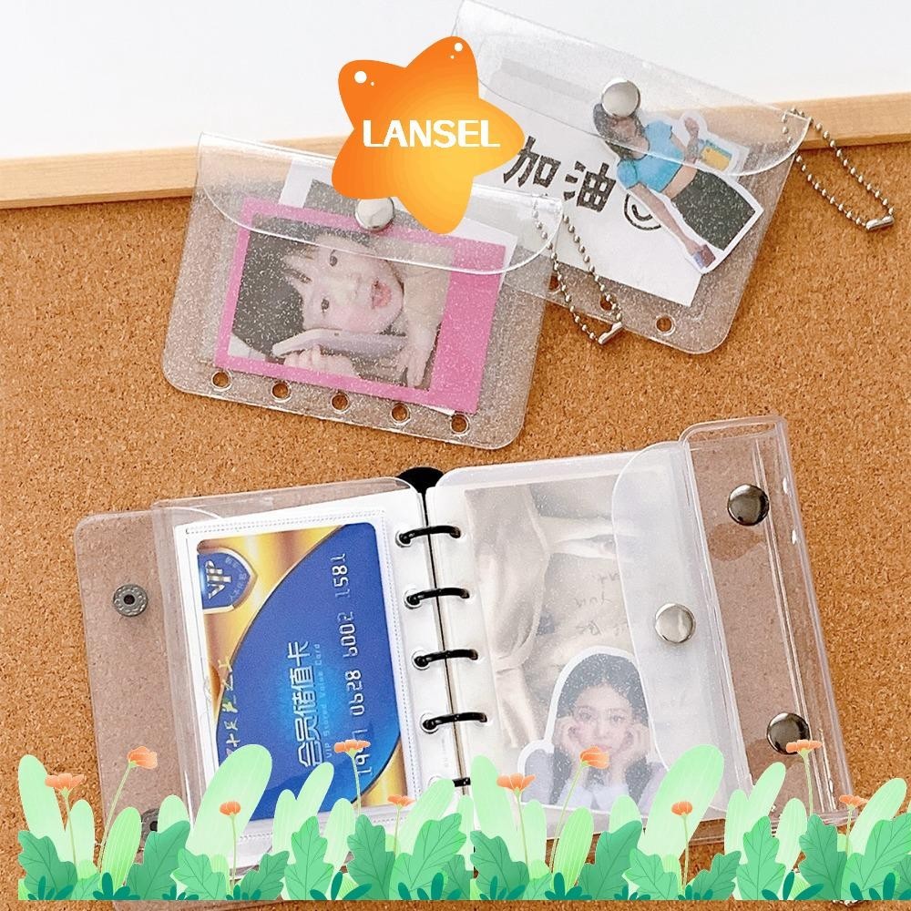 ฝาครอบผู้ถือบัตร LANSEL, ใบหลวม Glitter โปร่งใสหนังสือกระเป๋าด้านใน, INS PVC ห้าหลุม M5 อุปกรณ์ ...