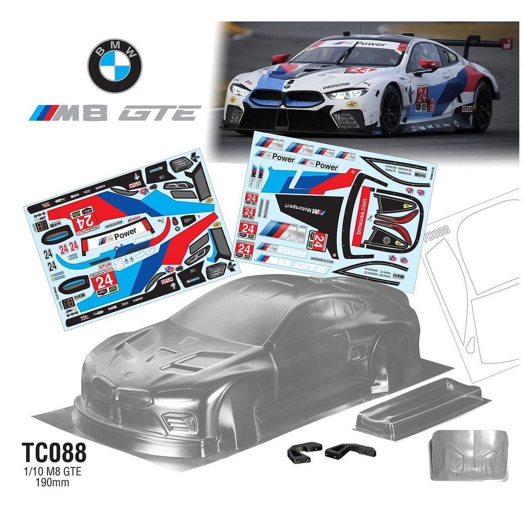 Tc088 1/10 แบนกีฬารถ BMW BMW M8 GTE Drift รถ 190 มม.โปร่งใส PC รถ Shell ...