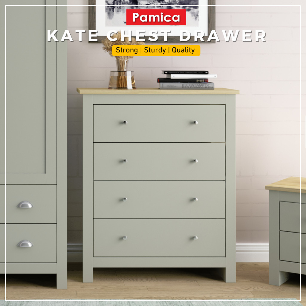 PAMICA Kate 4 Drawer Chest (2 Handles) Modern Furniture Storage Cabinet | Shopee Thailand