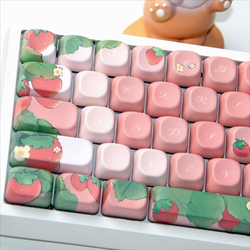 สตรอเบอร์รี่ Keycap Cherry/MOA Profile 120 คีย์ PBT ห้าด้าน Dye ...