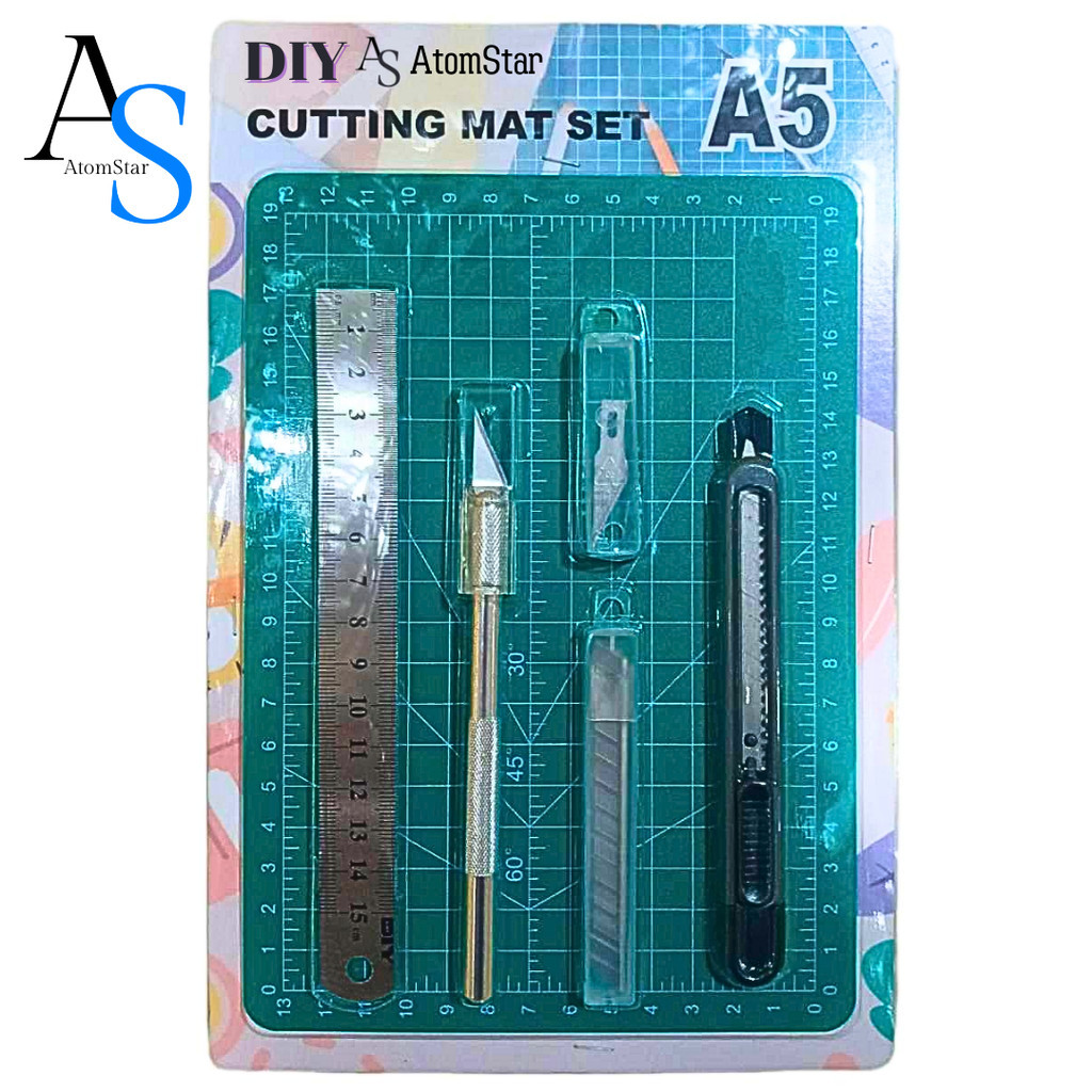 CUTTING MAT SET (A5) ชุดมีดคัตเตอร์ แผ่นรองตัดและไม้บรรทัด | Shopee ...