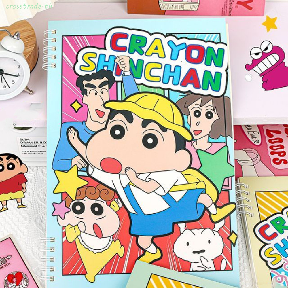 Crosstrade 4 ชิ้น/เซ็ต Crayon Shin-chan Notebook, เส้นหน้าด้านใน Ins ...