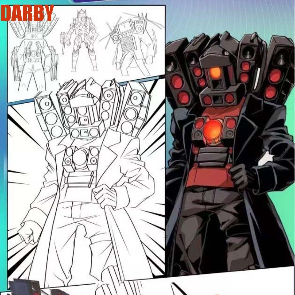 Darby Skibidi ห้องน้ํามือวาดหนังสือ, Titan TV Man สามเณร Zero Basic Manga Sketching Tutorial ...