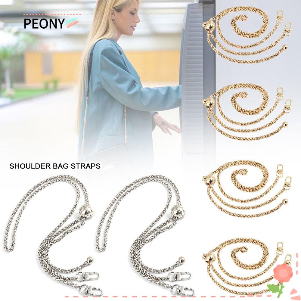 สายรัดกระเป๋าสะพาย PEONYPAVILION, Golden Silvery Replacement Metal Bag Chains, DIY Bag ...