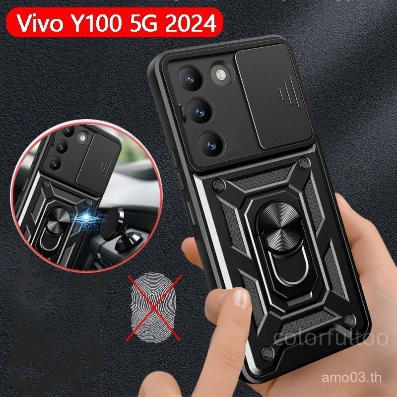 กรณีโทรศัพท์สำหรับ VIVO Y100 4กรัม5กรัม Y 100 VivoY100 Y03 Y18 2024กันกระแทกเกราะปลอกหรูหราสไลด์ ...