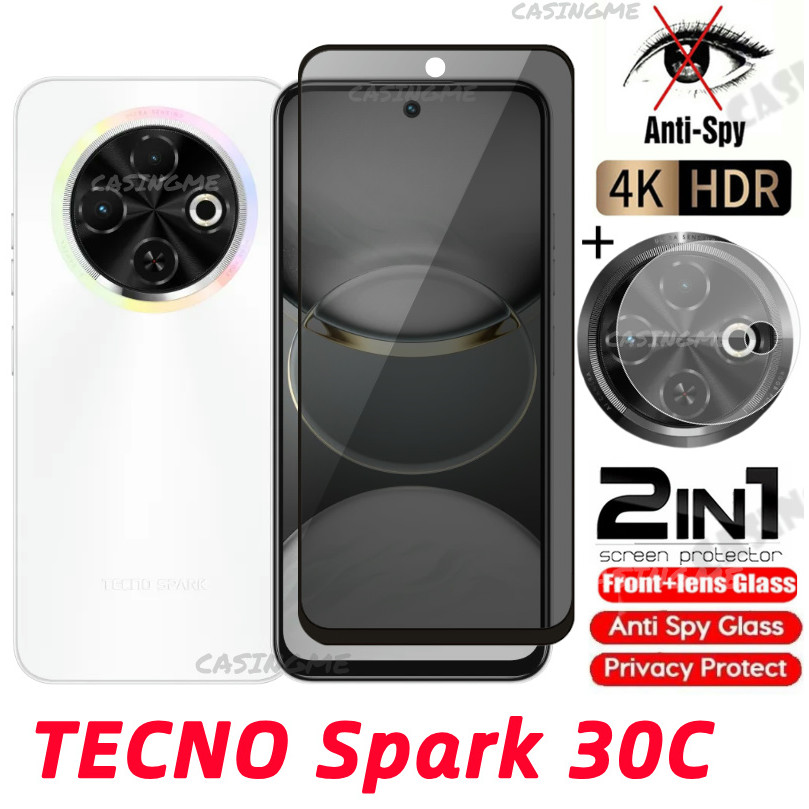 Tecno Spark 30C 2024 กระจกนิรภัยส่วนตัว Anti-Spy คลุมทั้งหมดปกป้องหน้าจอ Anti Peek ฟิล์มความเป็น ...