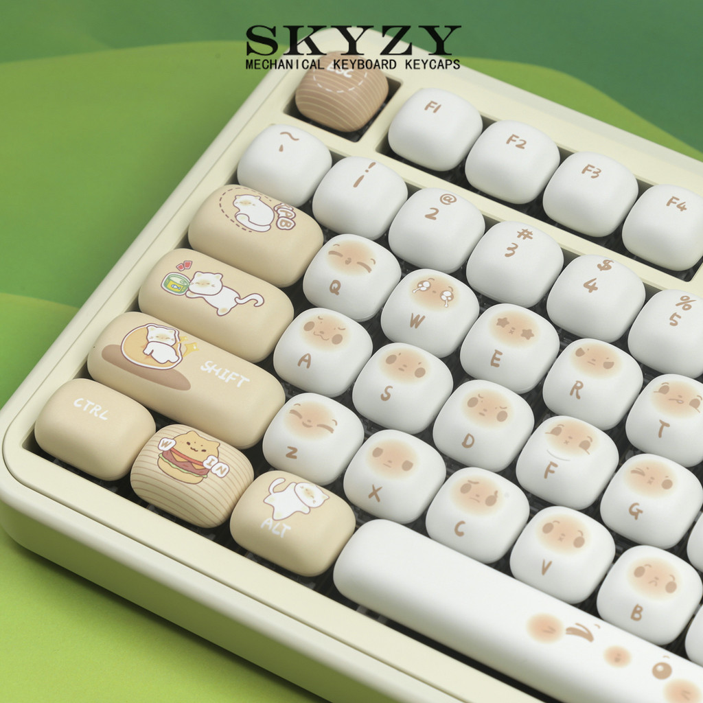Expression Cat Keycaps MOG Profile Round Cute PBT Dye Sub Mechanical ...