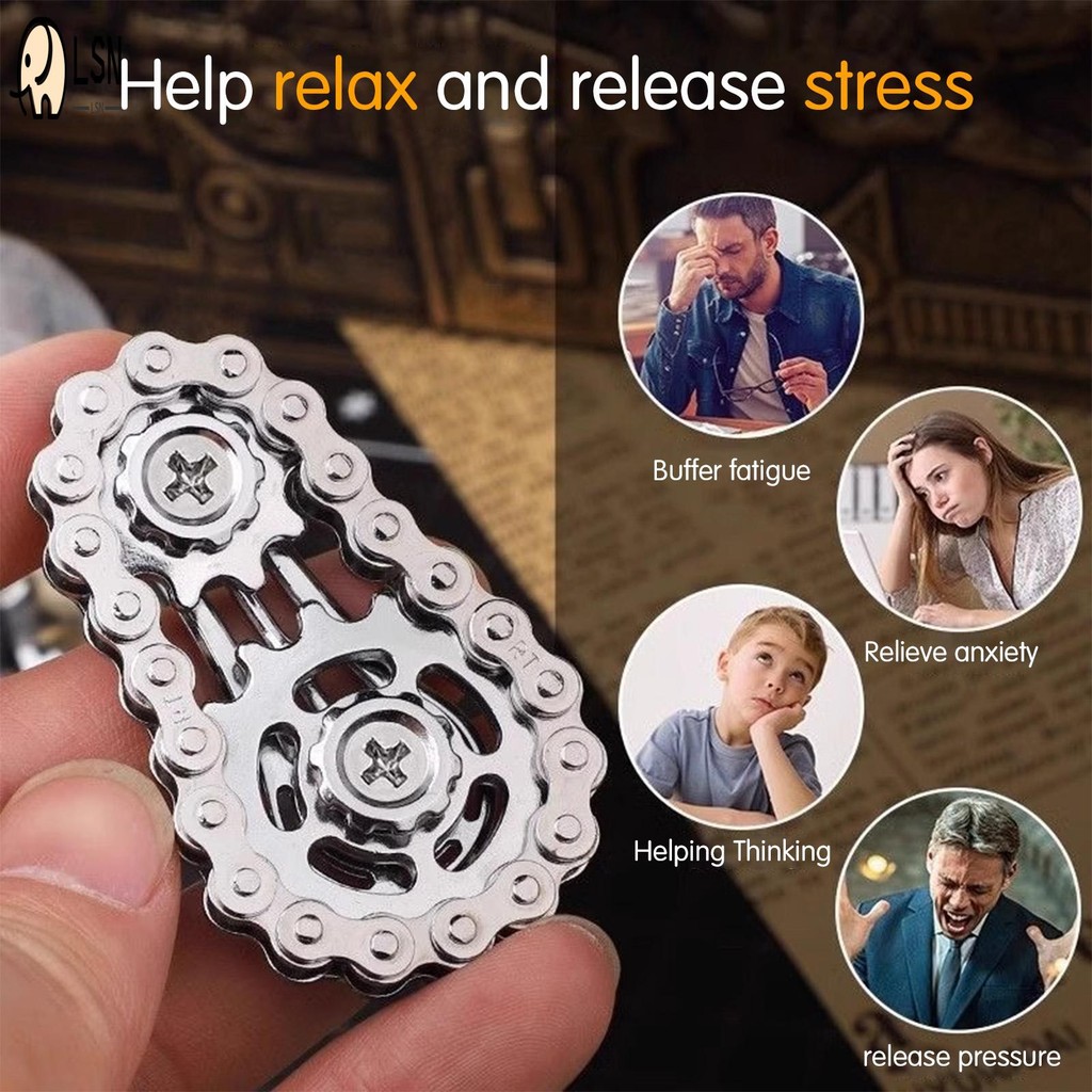 โลหะจักรยานเกียร์ Fidgets Spinner Sensory Bike Chain Gears แหวนของเล่น ...