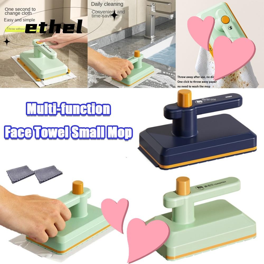 ETHEL Mini Clean Mop, ไม้ถูพื้นแบบแบนแบบใช้มือถือไม้กวาด, แบบพกพาพร้อม ...