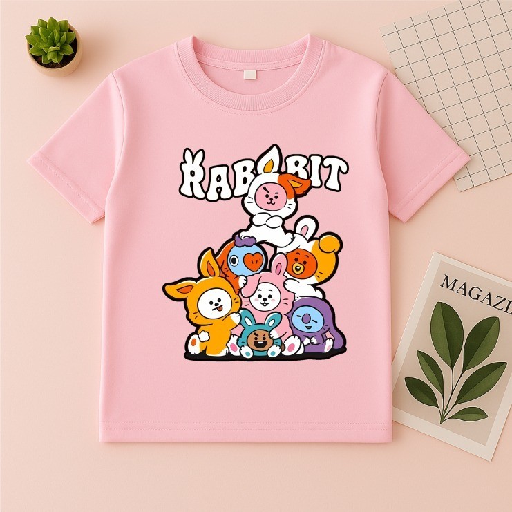 BTS KOREAN ARMY VIRAL เสื้อยืดแขนสั้น/ BTS KPOP เสื้อยืด/BTS RABBIT ...
